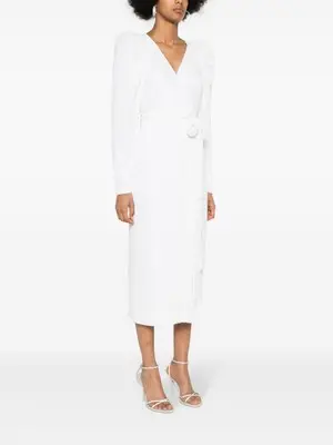 ROTATE BY BIRGER CHRISTENSEN Sequined Midi Wrap Dress - Neutrals