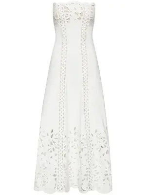 Oscar De La Renta Floral Guipure-lace Maxi Dress - White
