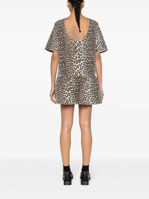 GANNI Leopard-print Peplum-hem Mini Dress