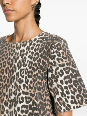 GANNI Leopard-print Peplum-hem Mini Dress