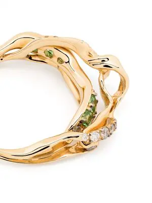BIBI VAN DER VELDEN 18kt Yellow Exhale Diamond And Tsavorite Stackable Ring