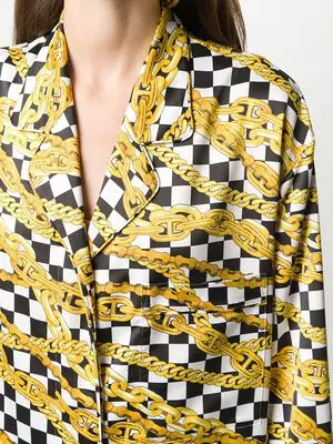 Balenciaga Chain-print Checkerboard Coat