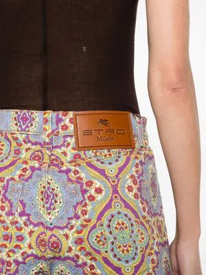 Etro Floral-print Denim Shorts
