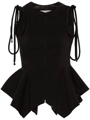 V:PM ATELIER Koa Strap-detail Peplum Top - Black