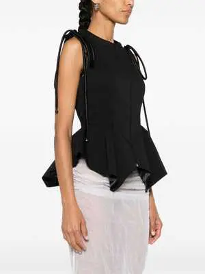 V:PM ATELIER Koa Strap-detail Peplum Top - Black