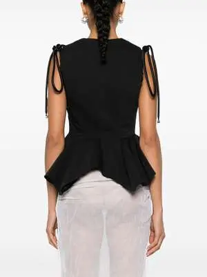 V:PM ATELIER Koa Strap-detail Peplum Top - Black