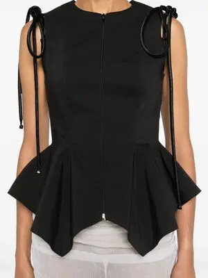 V:PM ATELIER Koa Strap-detail Peplum Top - Black