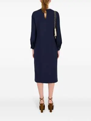 PAULA S Embroidered Silk Midi Dress