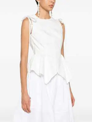 V:PM ATELIER Strap-detail Peplum Top - White