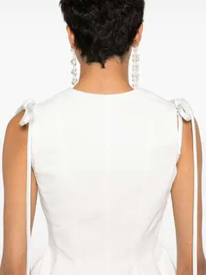 V:PM ATELIER Strap-detail Peplum Top - White