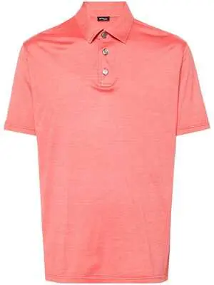 Kiton Mélange Jersey Polo Shirt - Red