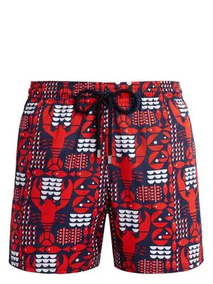 Vilebrequin Stretch Swim Shorts With Lobster Graphic - Red