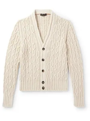 Loro Piana Slim-fit Cable-knit Cotton Cardigan