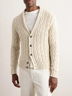 Loro Piana Slim-fit Cable-knit Cotton Cardigan