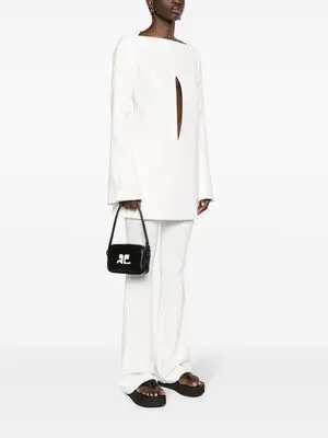 COURREGES Logo-appliqué Leather Shoulder Bag