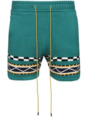 Rhude Bateau Intarsia-knit Shorts - Green