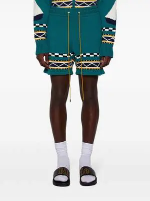 Rhude Bateau Intarsia-knit Shorts - Green