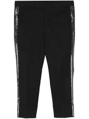 SAPIO Pressed-crease Wool Tapered Trousers - Black