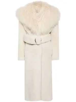 Jacquemus Shearling Fur Maxi Coat - White
