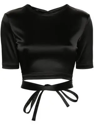 Patou Open-back Satin T-shirt - Black