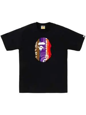 A BATHING APE Fans Scarf Ape Head Cotton T-shirt - Black