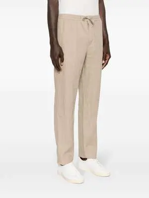 Canali Mid-rise Tapered Linen Trousers