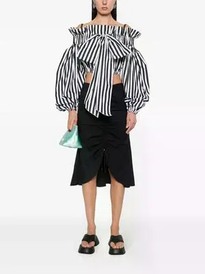 PATOU Striped Off-shoulder Blouse - Black