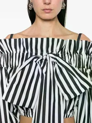 PATOU Striped Off-shoulder Blouse - Black