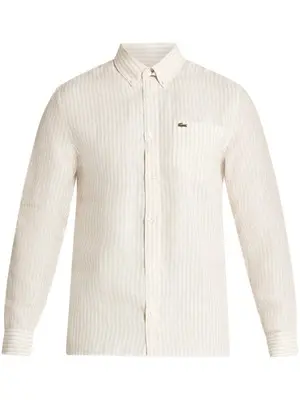 Lacoste Striped Linen Shirt - White
