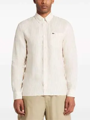 Lacoste Striped Linen Shirt - White