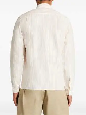 Lacoste Striped Linen Shirt - White