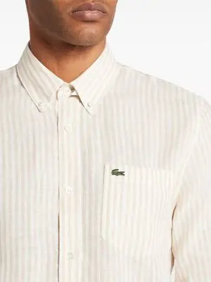 Lacoste Striped Linen Shirt - White