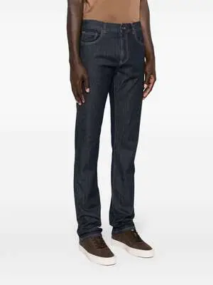 Canali Slim-cut Denim Pants - Blue