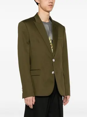 Balmain Cotton Single-breasted Blazer - Green