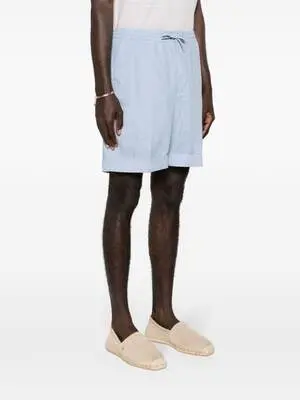 Canali Slub-texture Linen Shorts - Blue