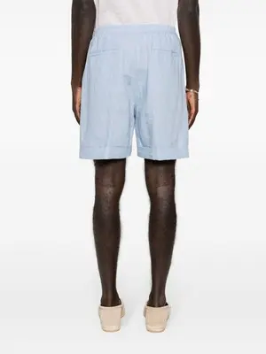 Canali Slub-texture Linen Shorts - Blue