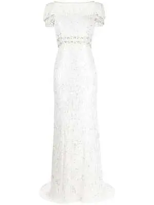 Jenny Packham Sungem Sequin-embellished Gown - Neutrals