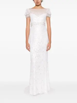 Jenny Packham Sungem Sequin-embellished Gown - Neutrals
