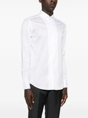 Canali Spread-collar Cotton Shirt - White