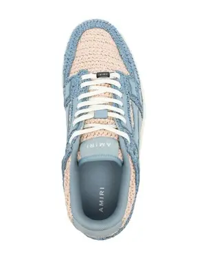 Amiri Skel Woven-raffia Sneakers - Blue