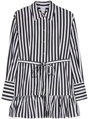 PATOU Striped Mini Shirt Dress - Black