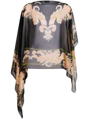 Etro Venus-print Silk Poncho