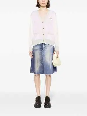 Maison Kitsuné Logo-appliqué Colour-block Cardigan - Pink