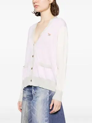 Maison Kitsuné Logo-appliqué Colour-block Cardigan - Pink