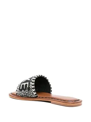 DE SIENA Bead-embellished Leather Sandals - Black