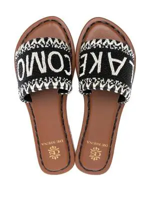 DE SIENA Bead-embellished Leather Sandals - Black