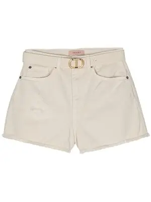 TWINSET Frayed Denim Shorts