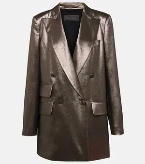 Max Mara Edro Silk-blend Lamé Blazer - Neutrals