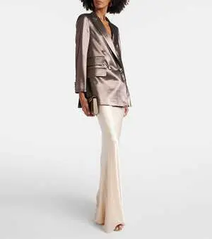 Max Mara Edro Silk-blend Lamé Blazer - Neutrals
