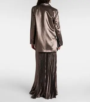 Max Mara Edro Silk-blend Lamé Blazer - Neutrals